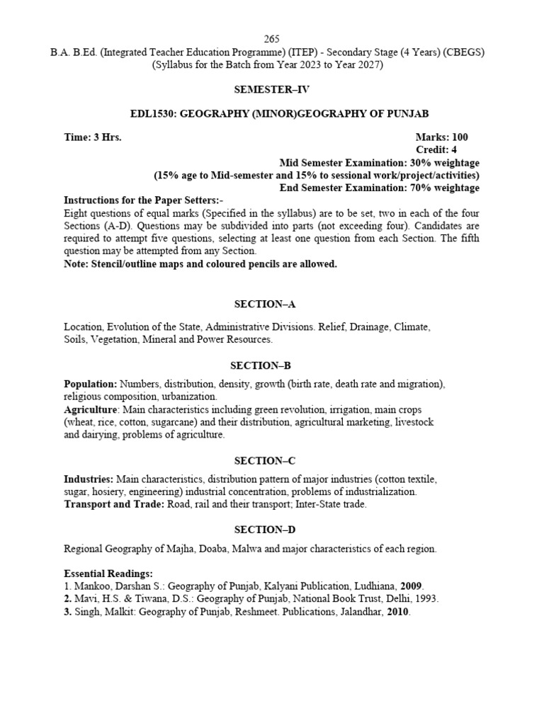 Edl1530 - Geography (Minor) Geography of Punja | PDF | Punjab | Agriculture