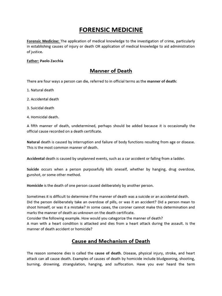 Forensic Medicine Notes | PDF | Decomposition | Autopsy