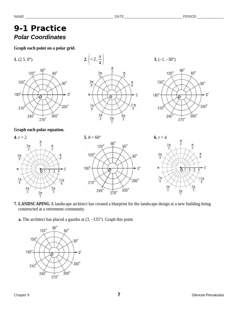 Polar Coordinates Practice Worksheet | PDF