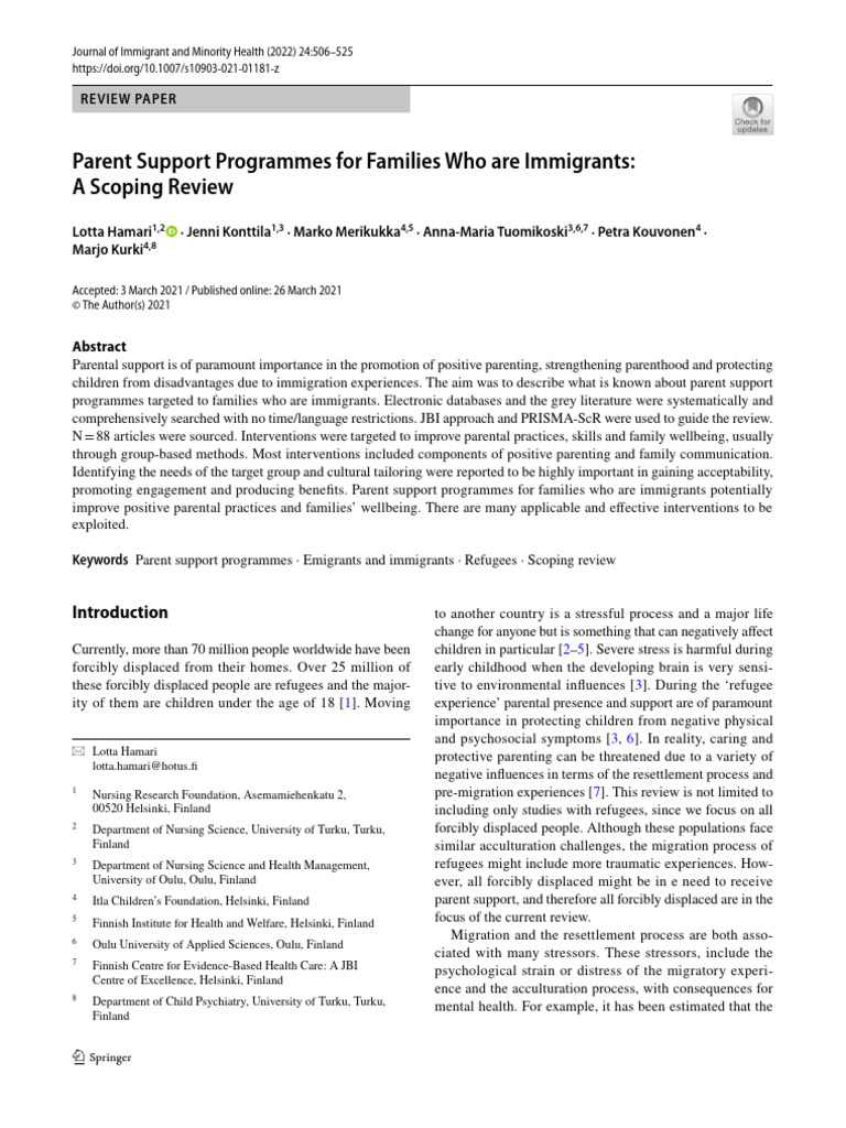 Parent Support Programs for Immigrant Families | PDF | Refugee | Parenting