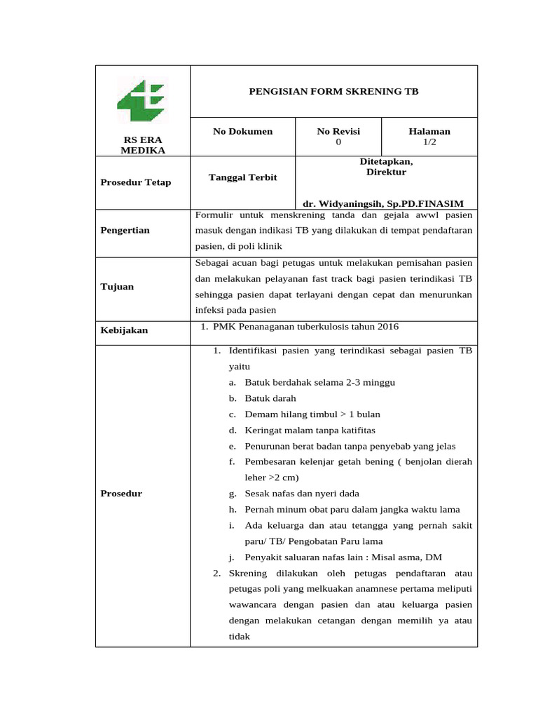 SPO Form Pengisian Form Skrining | PDF