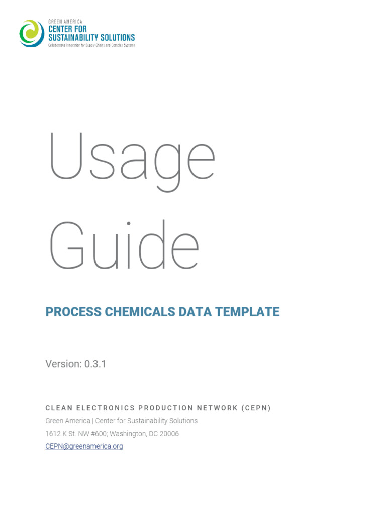 Cepn Process Chemical Data Template Guidelines | PDF | Personal ...