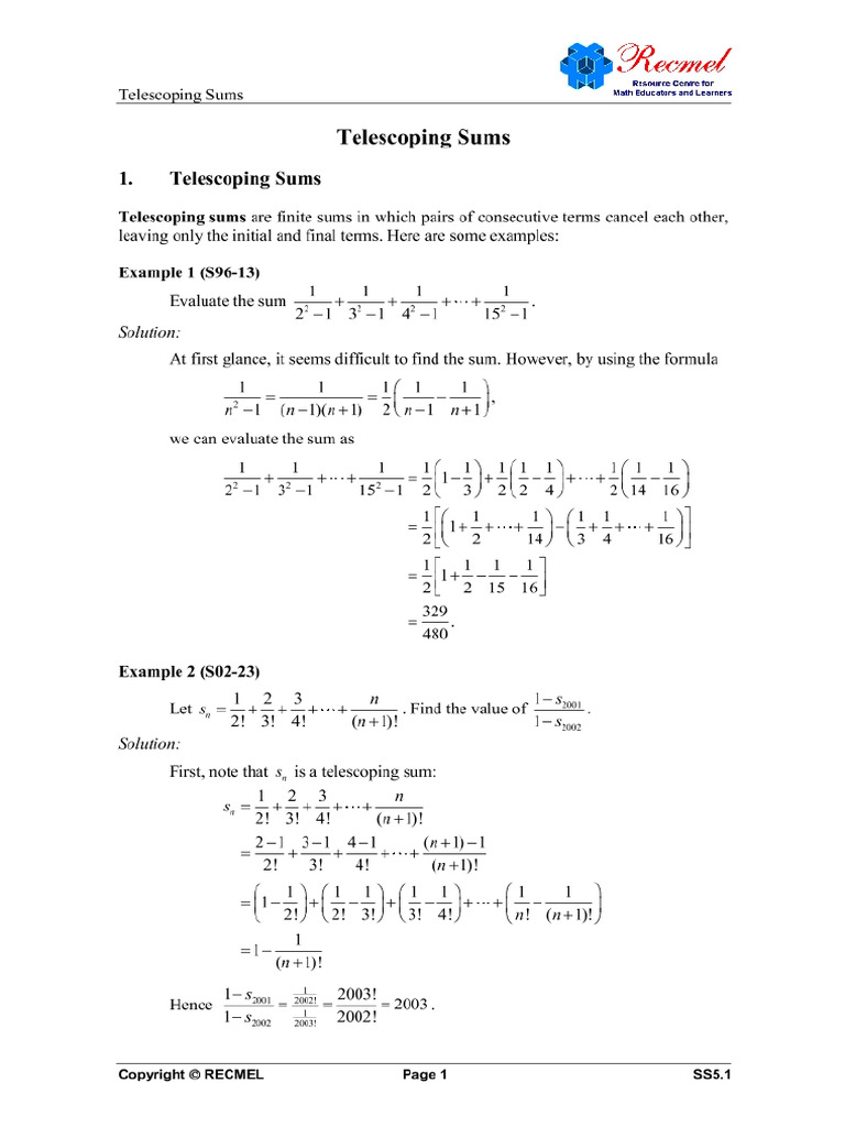Ez Telescoping Problems | PDF