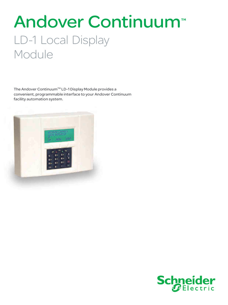 Andover Continuum LD-1 Local Display Module SDS-C-LD1 - 7.10 | PDF ...