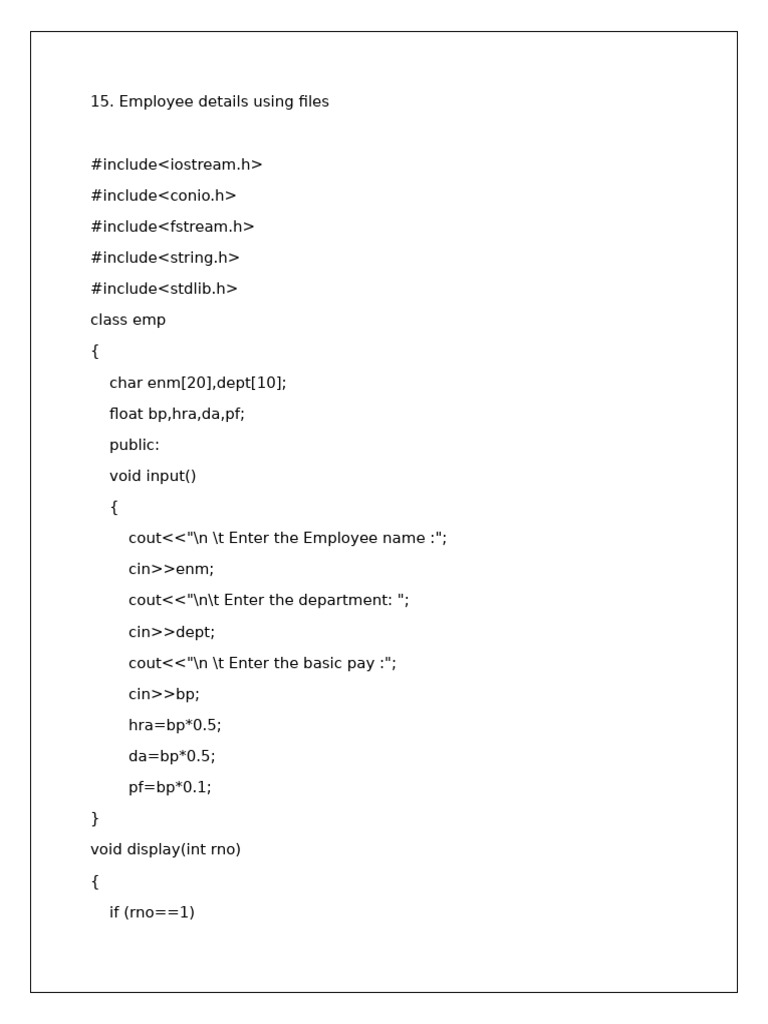 15.employee Details Using Files - ERROR | PDF
