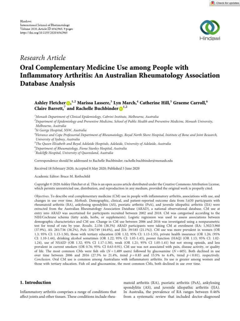 International Journal of Rheumatology - 2020 - Fletcher - Oral ...