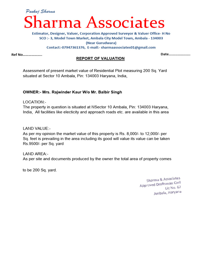 RAJWINDER KAUR RESIDENTIAL PLOT | PDF