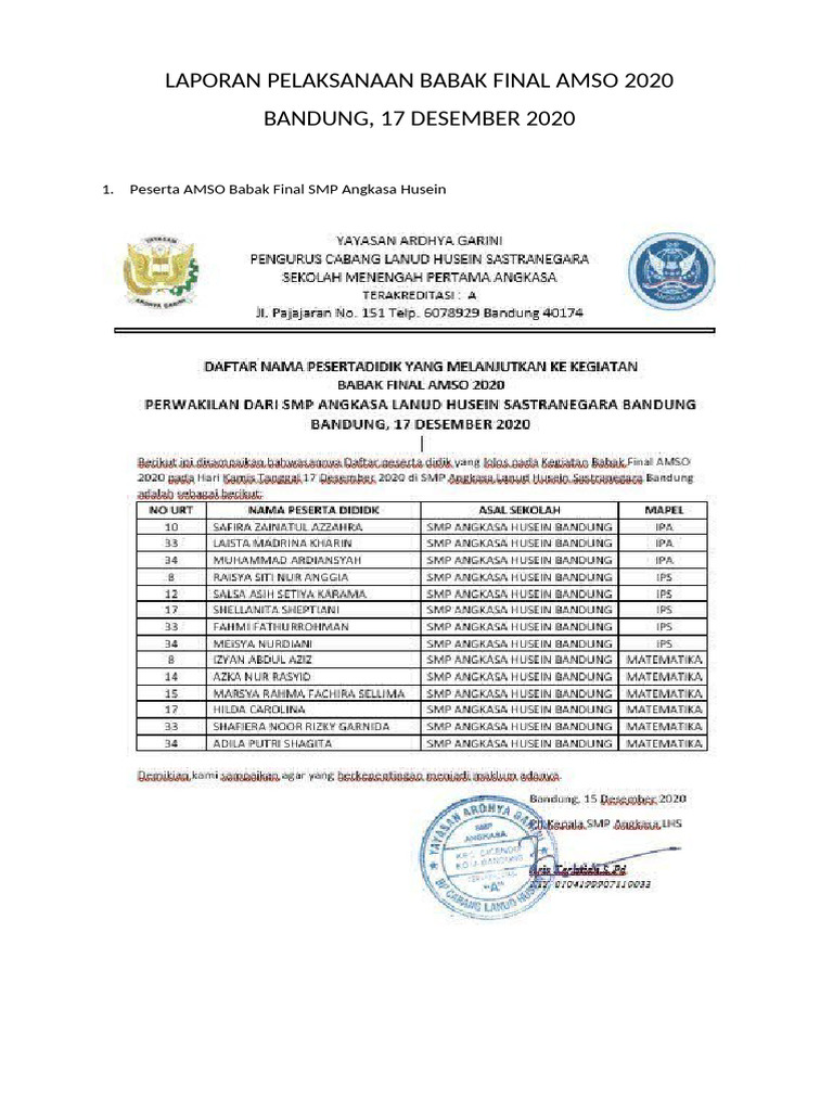 Final AMSO 2020 di Bandung | PDF