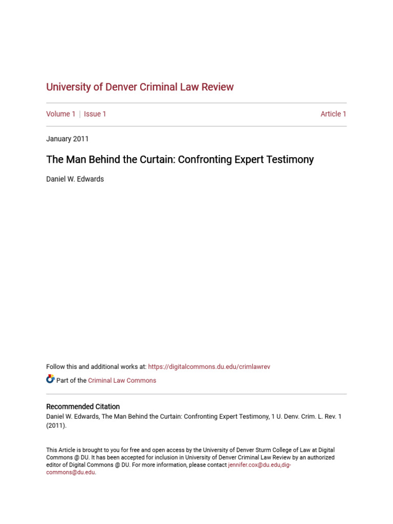 The Man Behind the Curtain_ Confronting Expert Testimony | PDF ...
