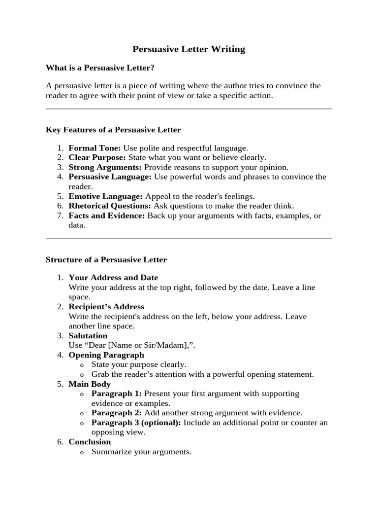 Persuasive Letter Writing | PDF | Argument | Persuasion
