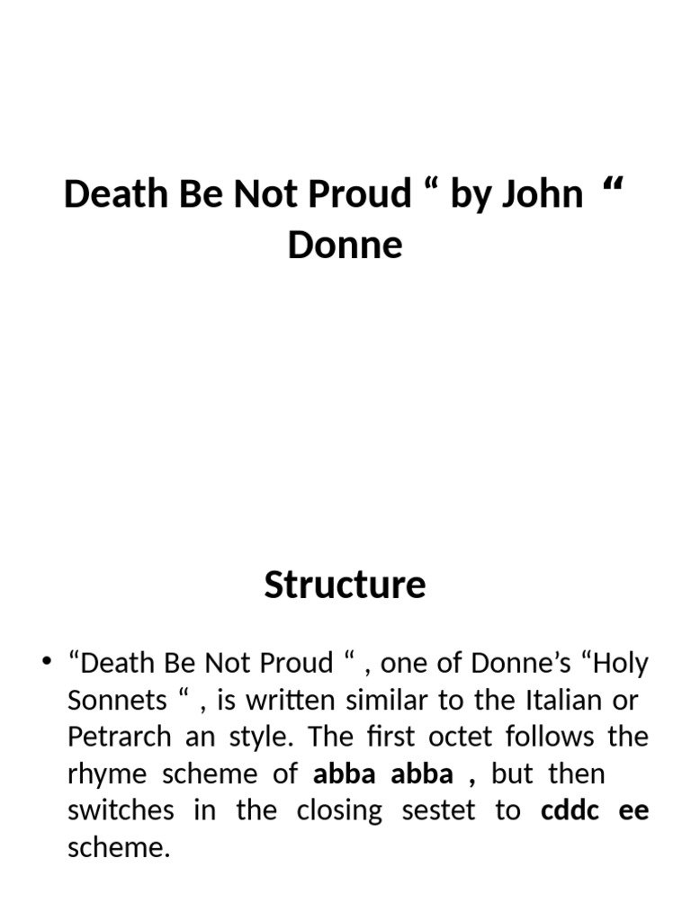 Death Be Not Proud " by John Donne | PDF | Sonnets | Religious Belief ...