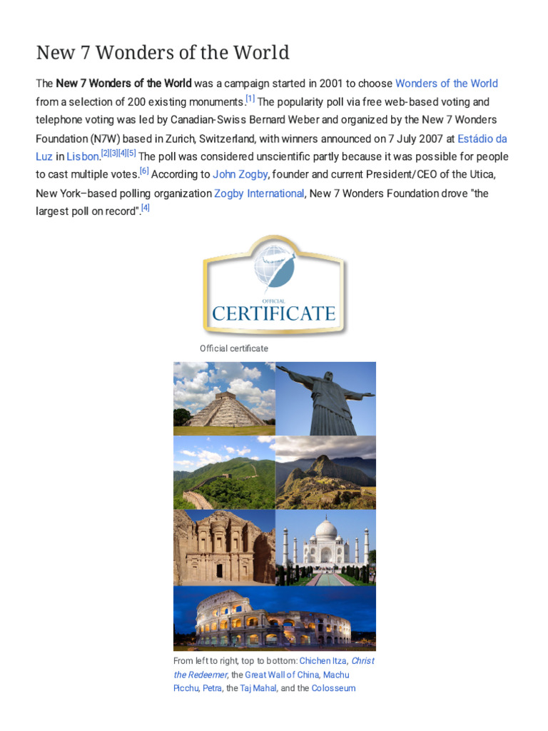 New 7 Wonders of the World Overview | PDF