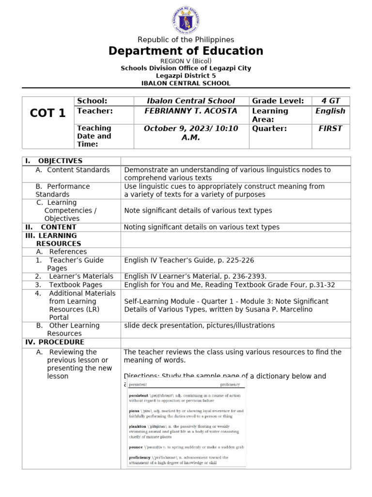 CO 1 Lesson Plan | PDF | Question | Learning
