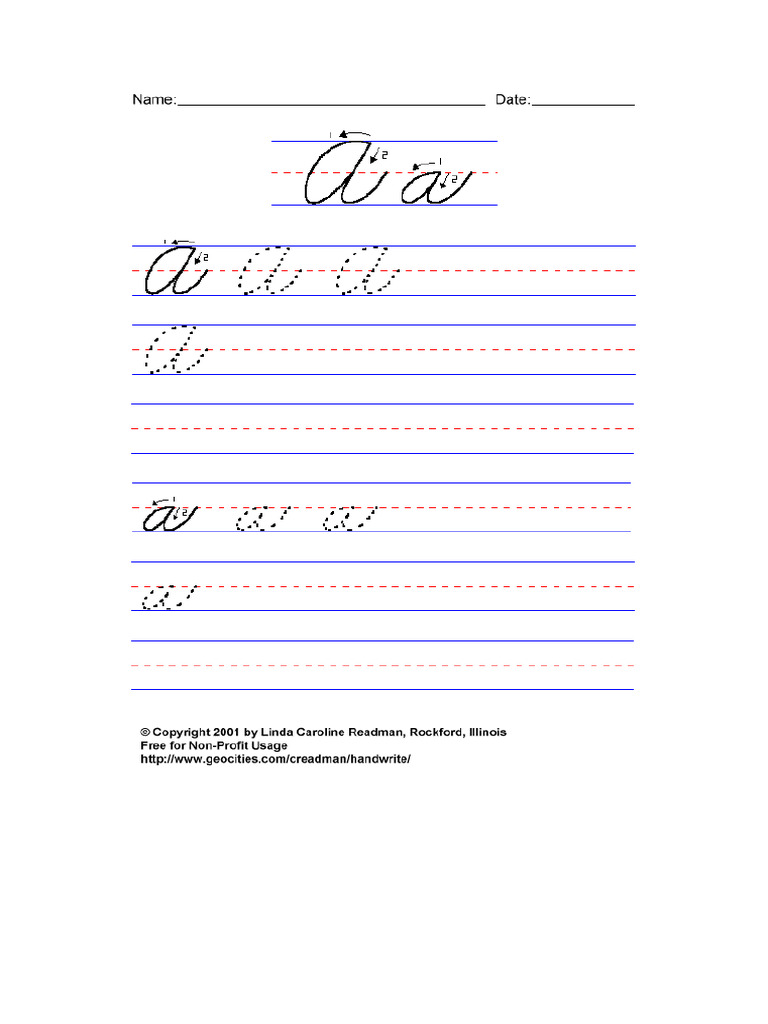 CURSIVE LETTERS A Z WorkSheets | PDF