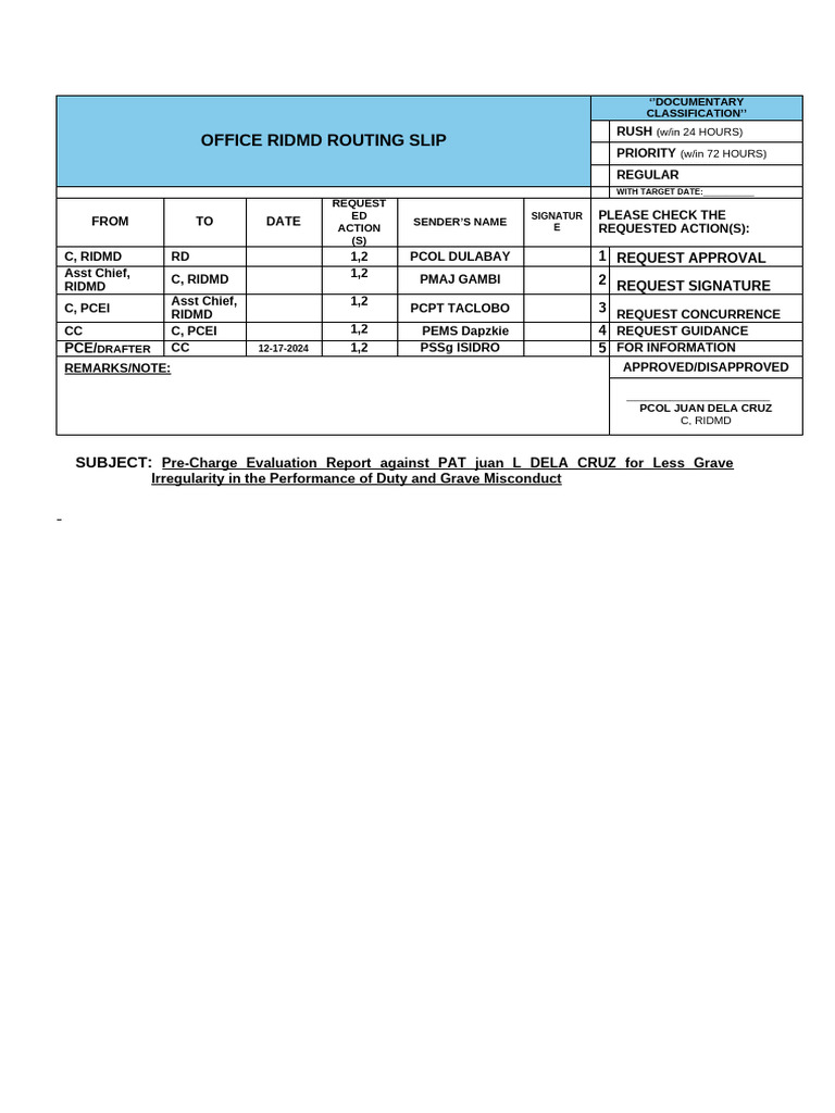 ROUTING SLIP FINAL Juan Dela Cruz | PDF
