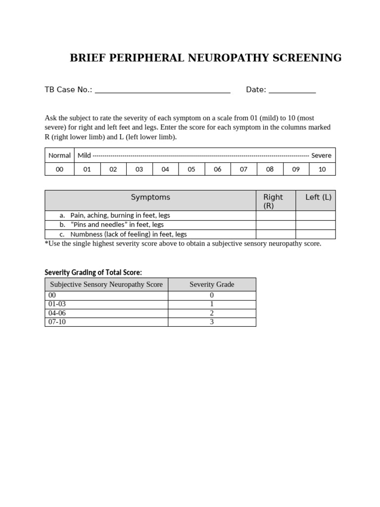 BRIEF PERIPHERAL NEUROPATHY SCREENING | PDF