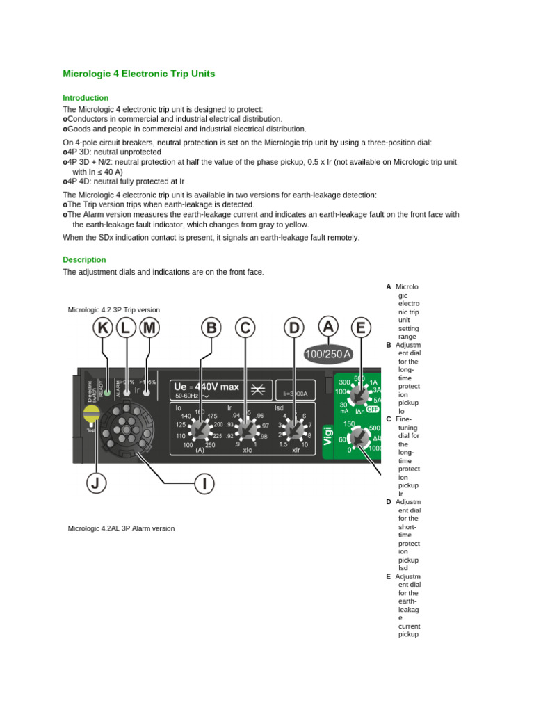 Breaker Schneider Micrologic 4 Electronic Trip Units | PDF | Equipment ...