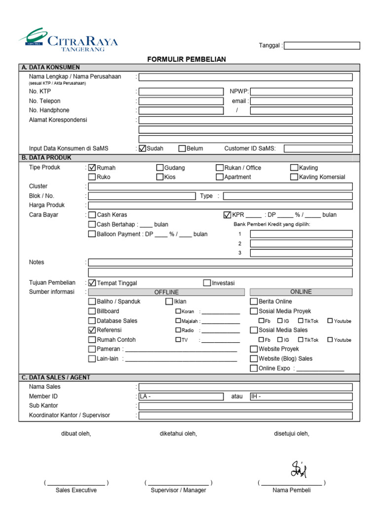 2023_form pembelian CR | PDF