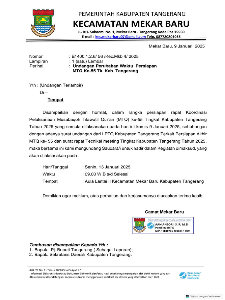 uNDANGAN MTQ - Sign | PDF