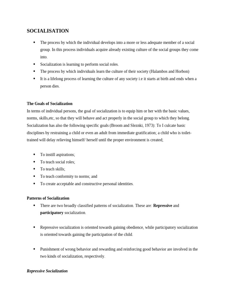 Socialisation Alevel Notes | PDF | Socialization | Social Psychology