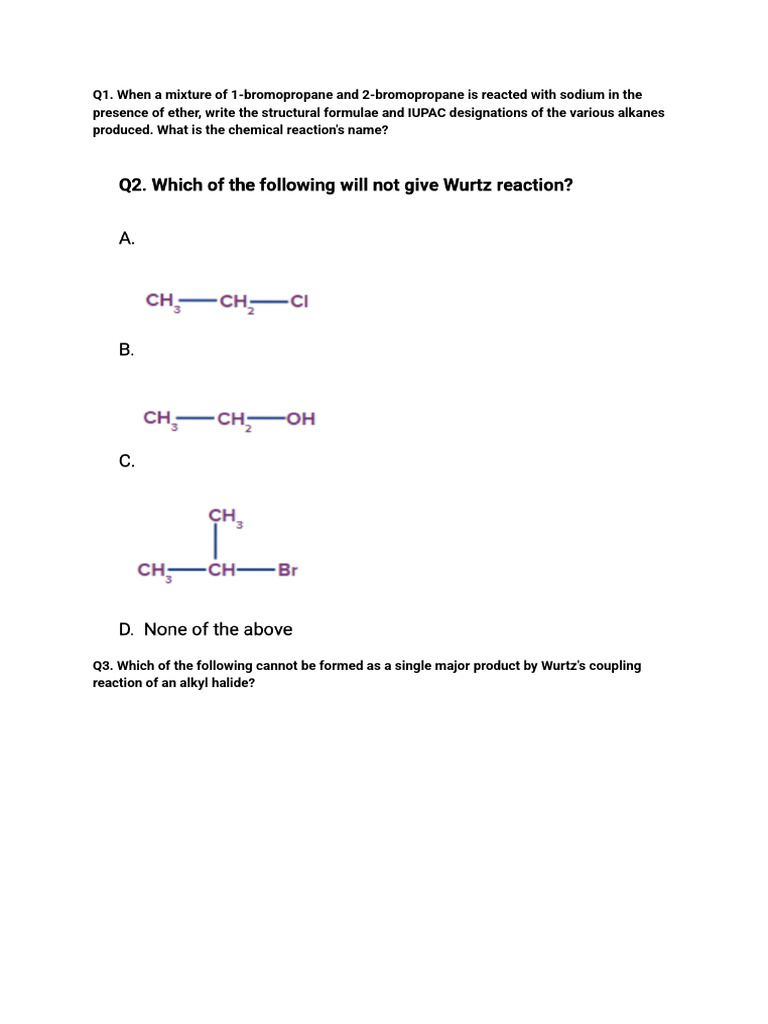 Wurtz Reaction and Alkyl Halides Explained | PDF