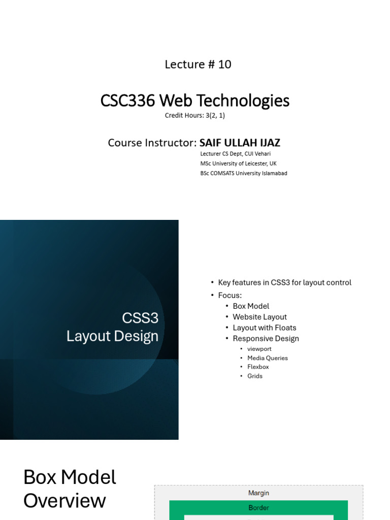 CSC336-WT Lec10 slides | PDF | Responsive Web Design | Page Layout