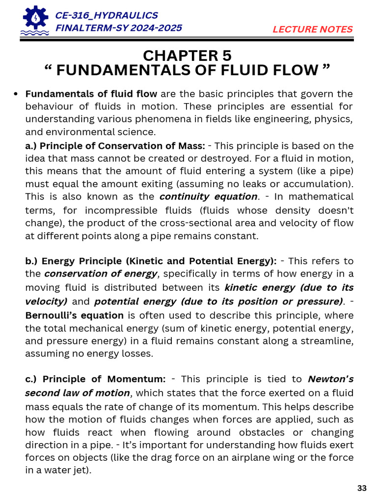 Summary Chapter 5 | PDF | Fluid Dynamics | Fluid Mechanics