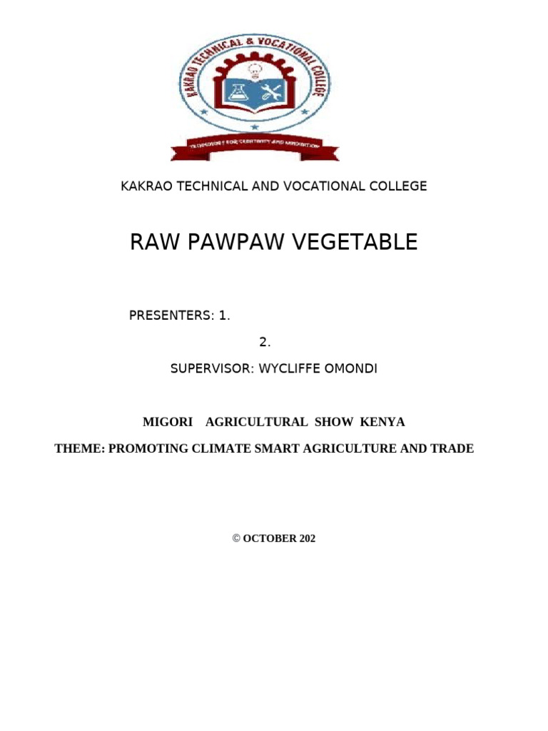 Tvet Fair; Project Template | PDF | Vegetables | Gratitude