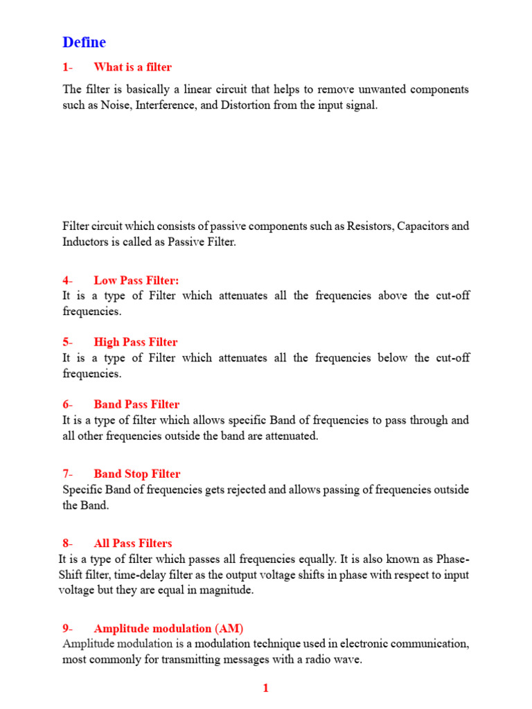 Types and Applications of Filters | PDF | Electronic Filter | Frequency Modulation