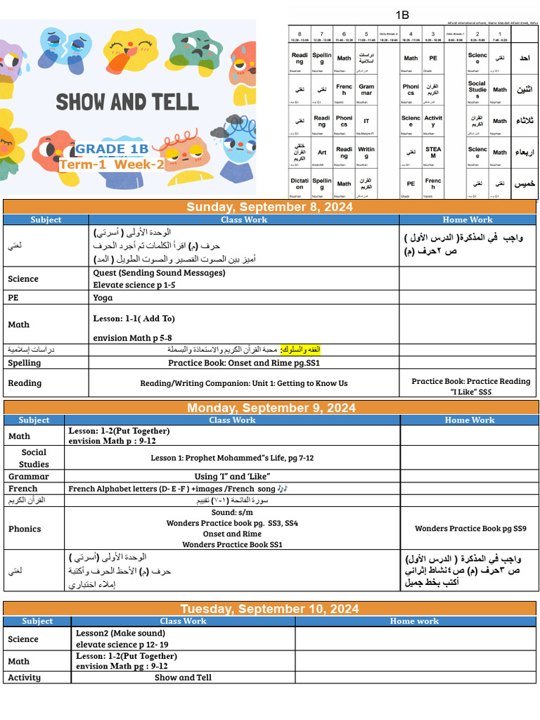 Grade 1B Week 2.docx 2 | PDF