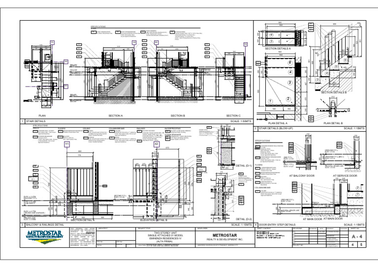A4-Stairs, Balcony Details | PDF | Stairs | Building Materials