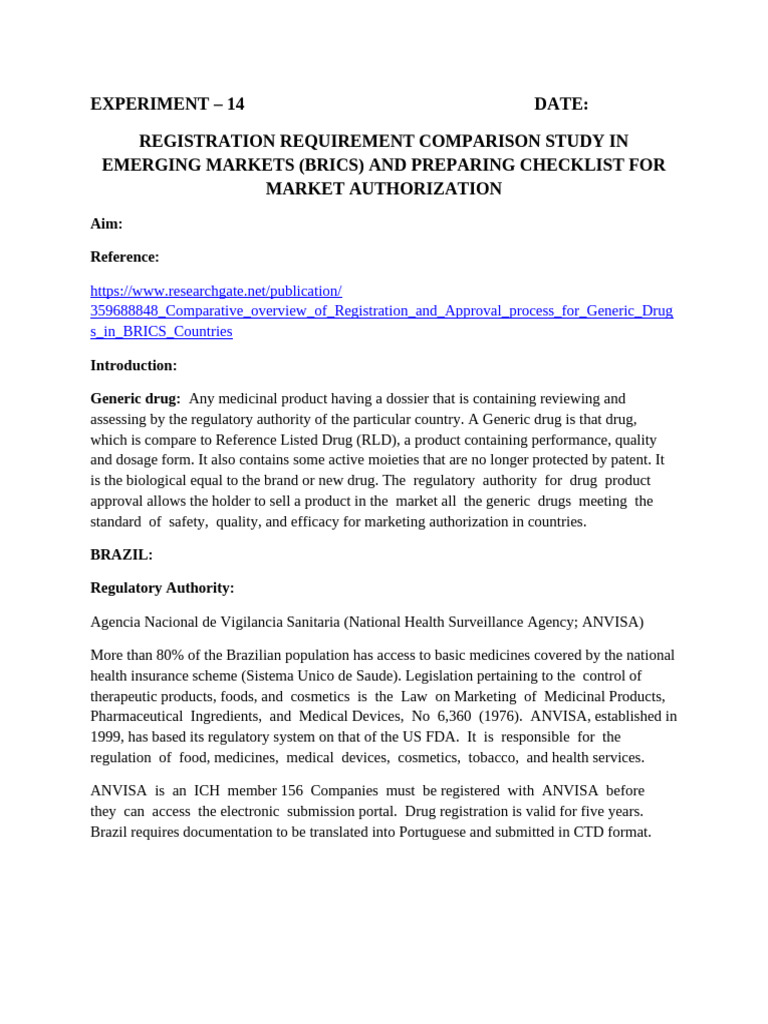 EXP-14 Sem 2 (Akshda) (1) | PDF | Food And Drug Administration ...