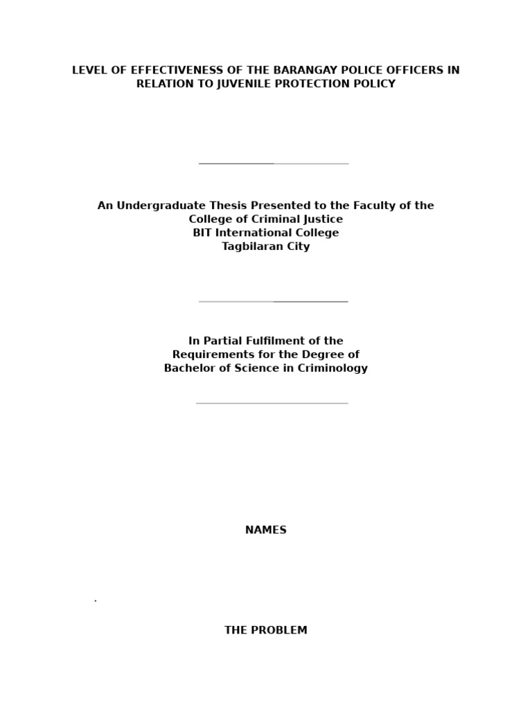 Final - Level of Effectiveness of The Barangay Police Officers | PDF