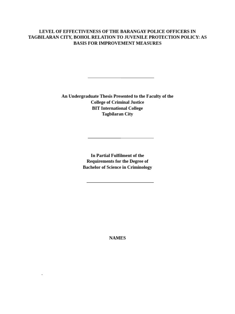 Barangay Police Effectiveness in Juvenile Protection | PDF ...