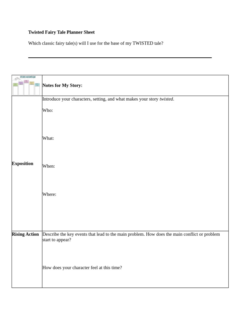 Twisted Fairy Tale Planner Sheet | PDF