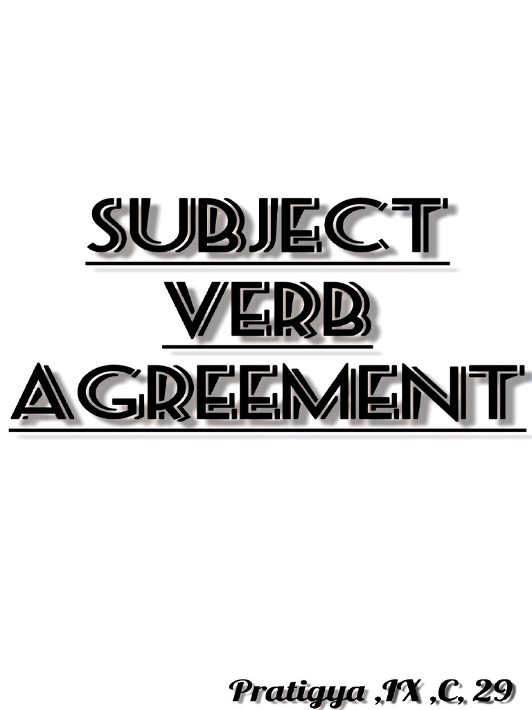 Subject Verb Agreement, Pratigya 9C | PDF