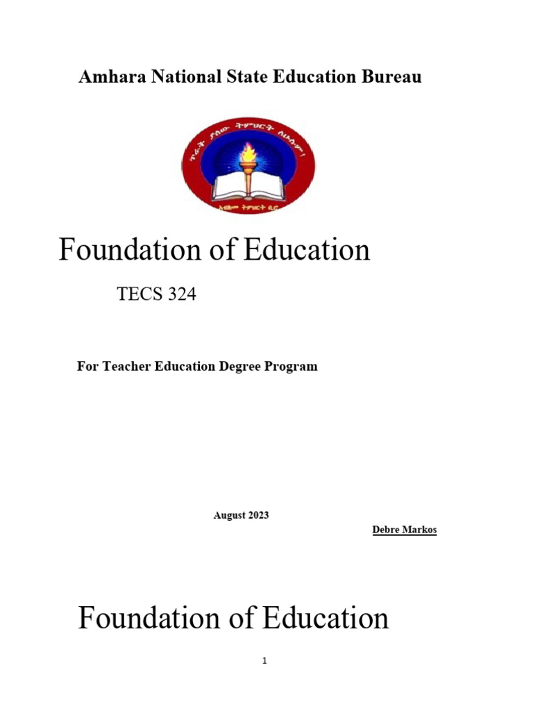 Foundations of Education New - TECS 324 Edited | PDF | Learning | Knowledge