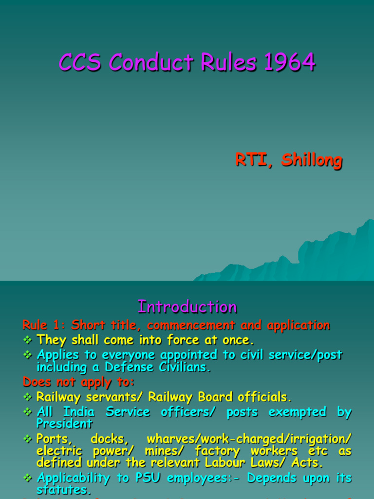 Notes - CCS (Conduct) Rules 1964 | PDF | Sexual Harassment | Harassment