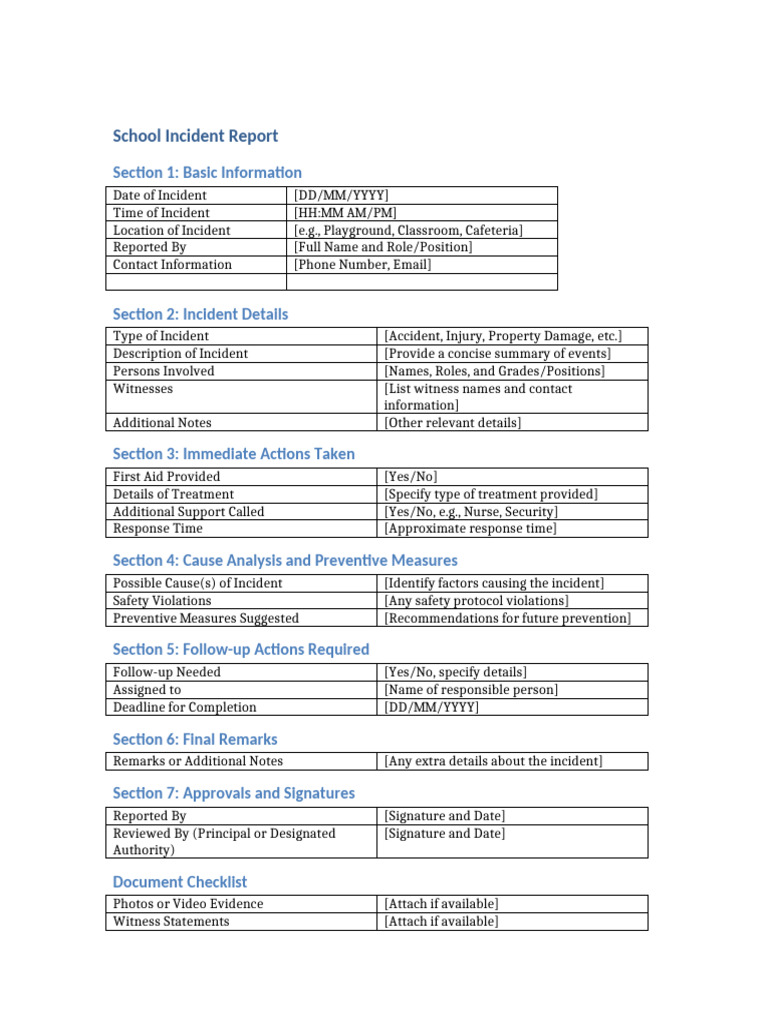 School Incident Report Template | PDF