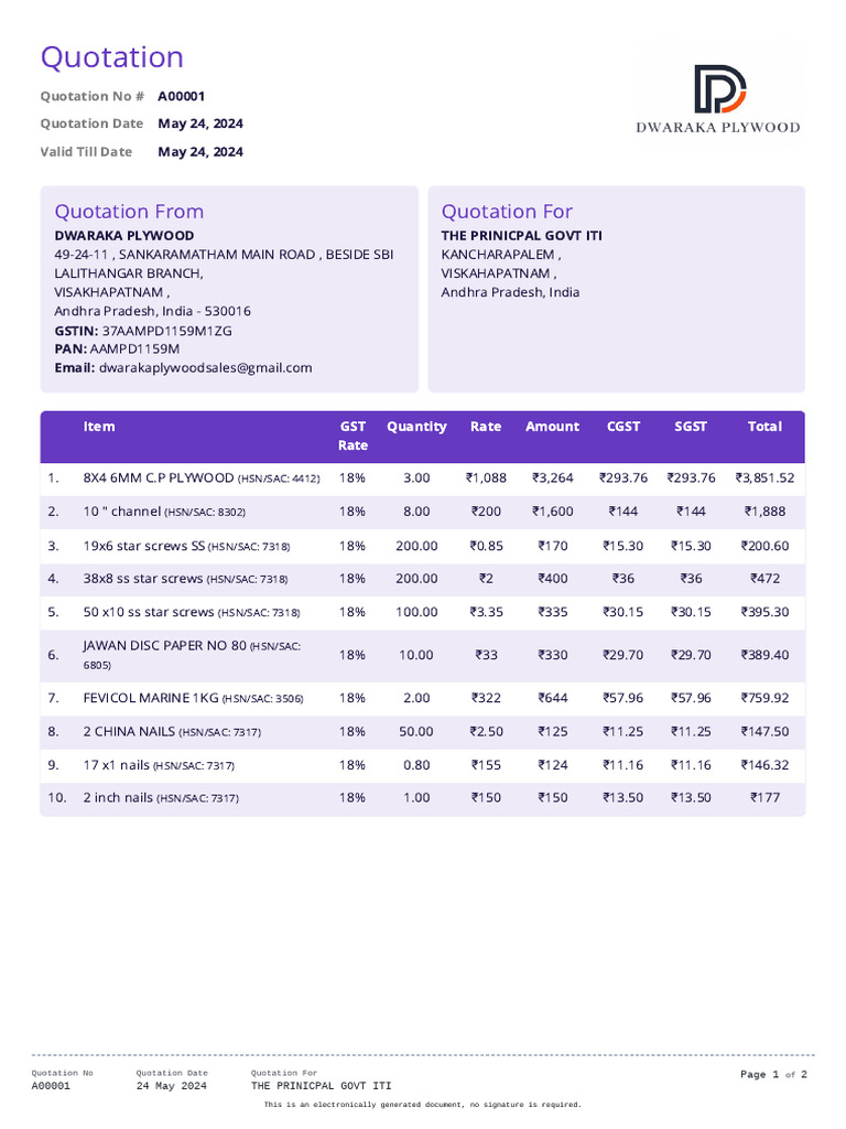 quotation | PDF | Taxes | Economy Of India