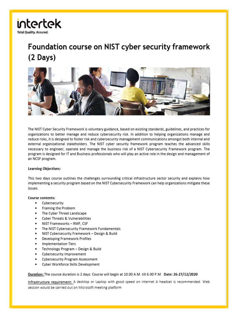 NIST Cybersecurity Framework Course | PDF | Computer Security | Security
