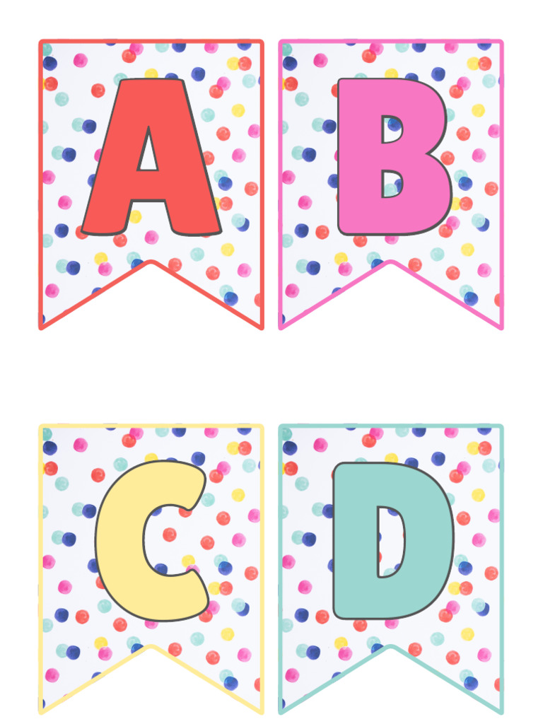Alphabet Classroom Bunting in Bright Colourful Dots | PDF