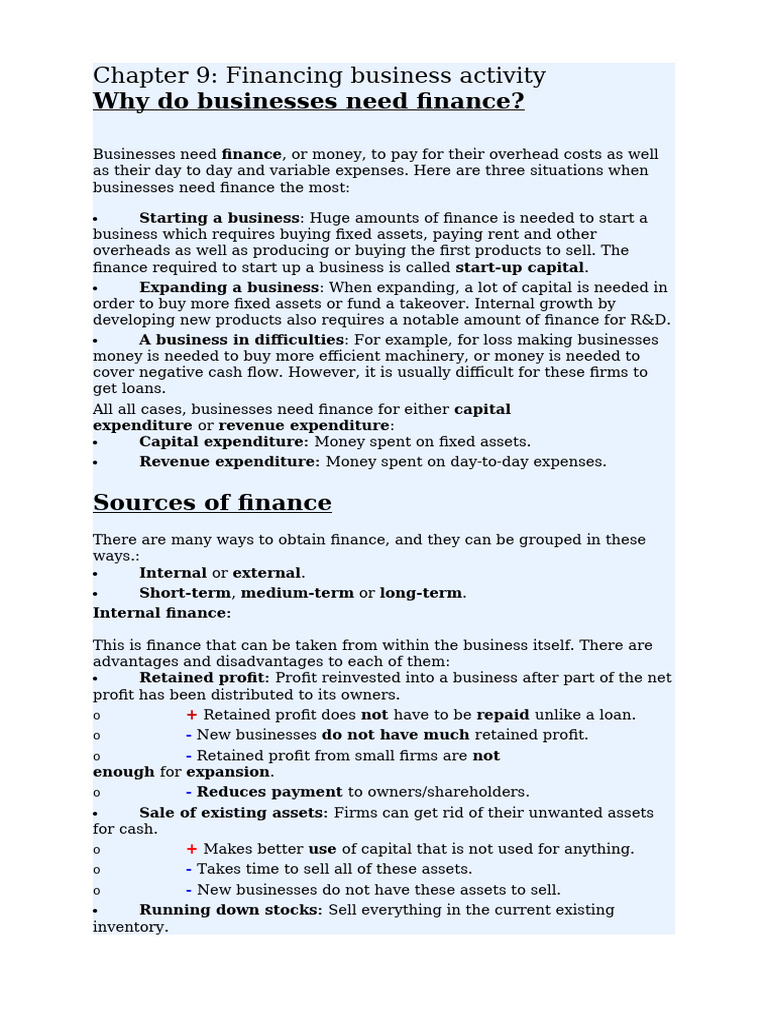 Handout - Sources of Finance | PDF | Debt | Interest
