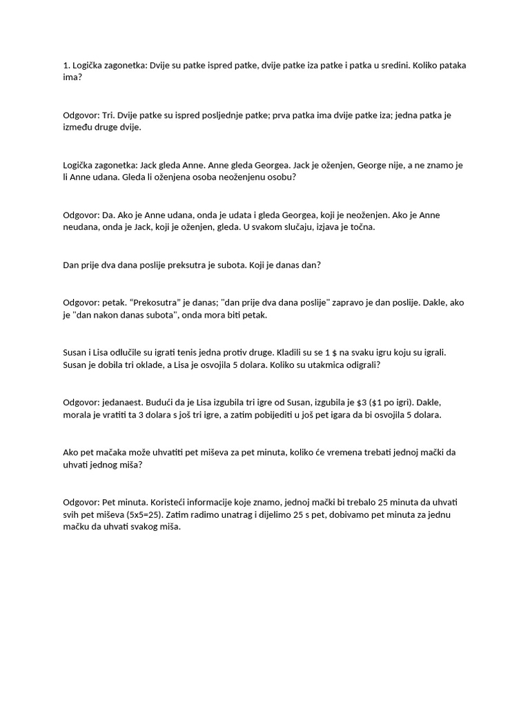 LOGIKUm - Logički Zadatci | PDF