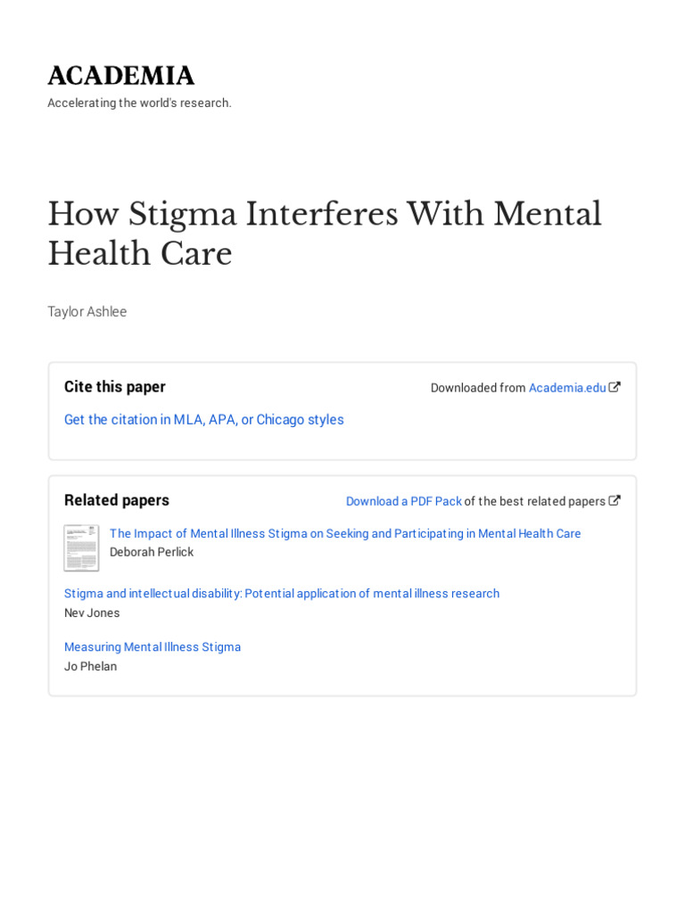 Stigma and Mental Health | PDF | Social Stigma | Mental Disorder