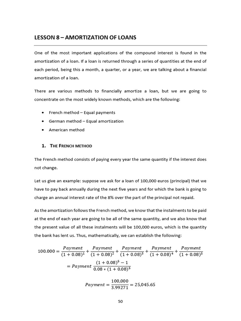 Lesson 8 - Notes - Amortization of Loans | PDF | Interest | Loans