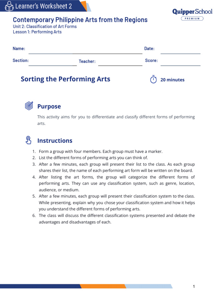 Classifying Philippine Performing Arts | PDF | Cognition | Learning