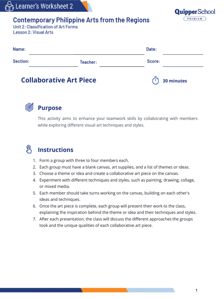 Collaborative Visual Arts Activity Guide | PDF | Human Communication ...
