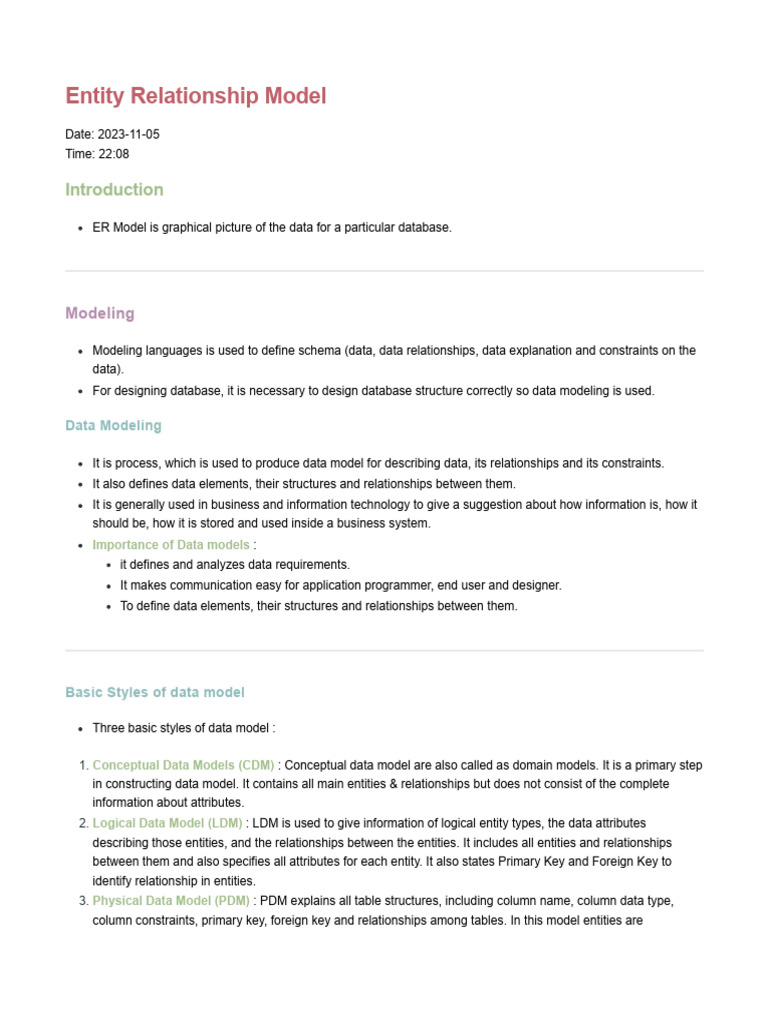 Understanding Entity Relationship Models | PDF | Conceptual Model | Data Model