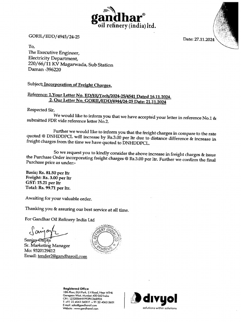 Letter For Freight Increase | PDF